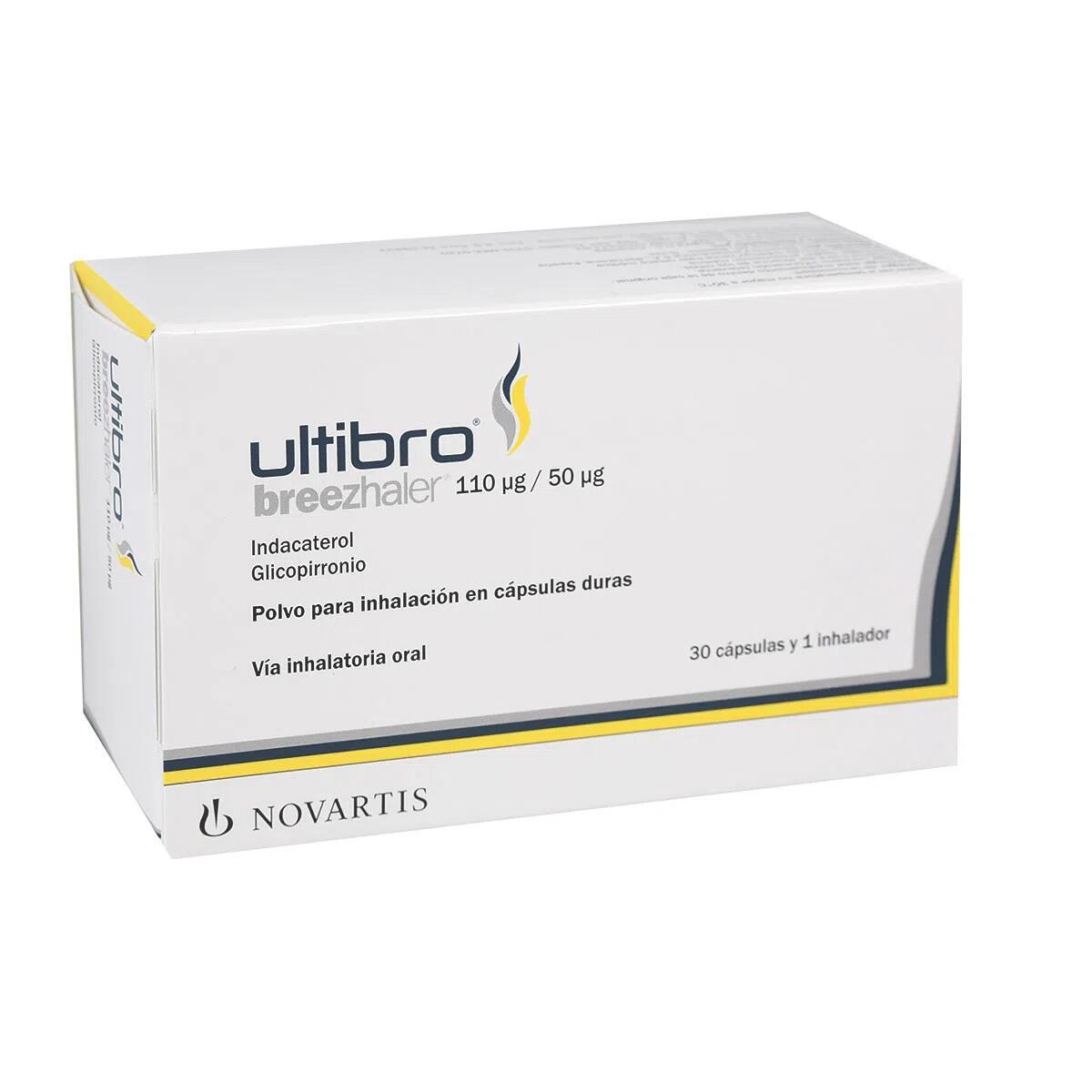 Ultibro Breezhaler Indacaterol/glicopirronio 110/50mg Inhalador X 30 Cap