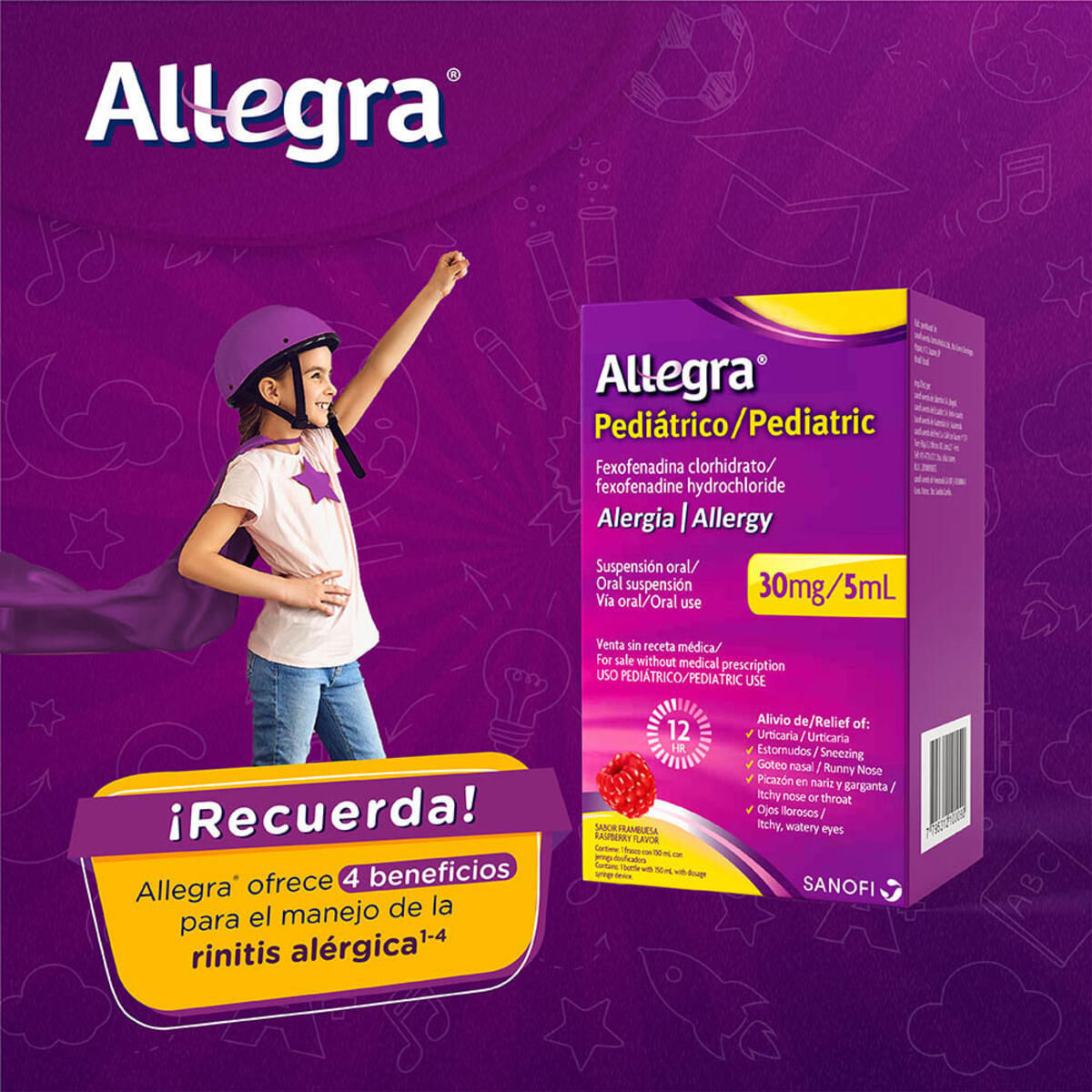 Allegra Fexofenadina Pediatrico 30mg/5ml Suspension Oral X 150 Ml